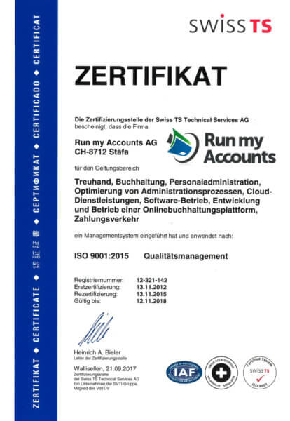 Run my Accounts ist ISO 9001:2015 zertifiziert - Run my Accounts AG ...